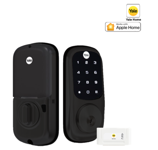 YALE ASSURE KEYED SMART-READY LOCK WITH APEX SQUARE LEVER SATIN NICKEL ...