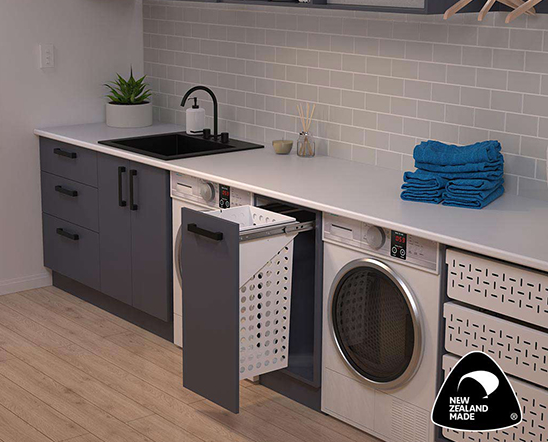 Tanova NZ Pull Out Soft Close Laundry Basket - 400mm Cabinet Behind Do ...