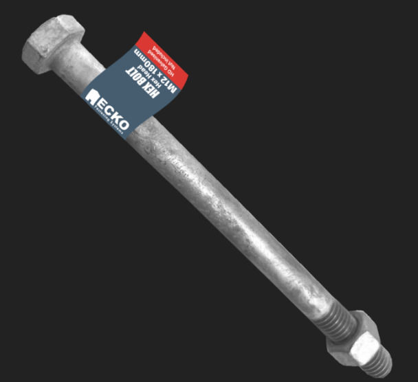 Ecko Hex Head Bolt &Nut HDG M12-100,110,120,130,150,160mm Pack of 25 ...