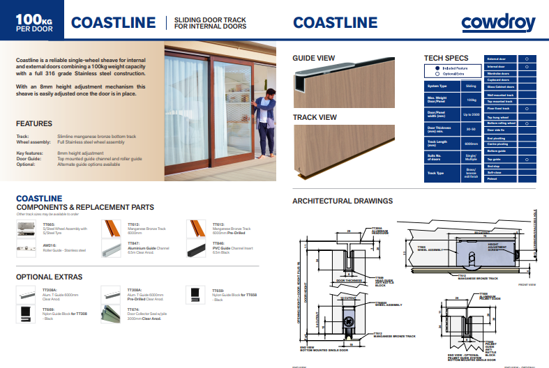 Cowdroy Coastline Sliding Doors Track for Internal doors and Component ...