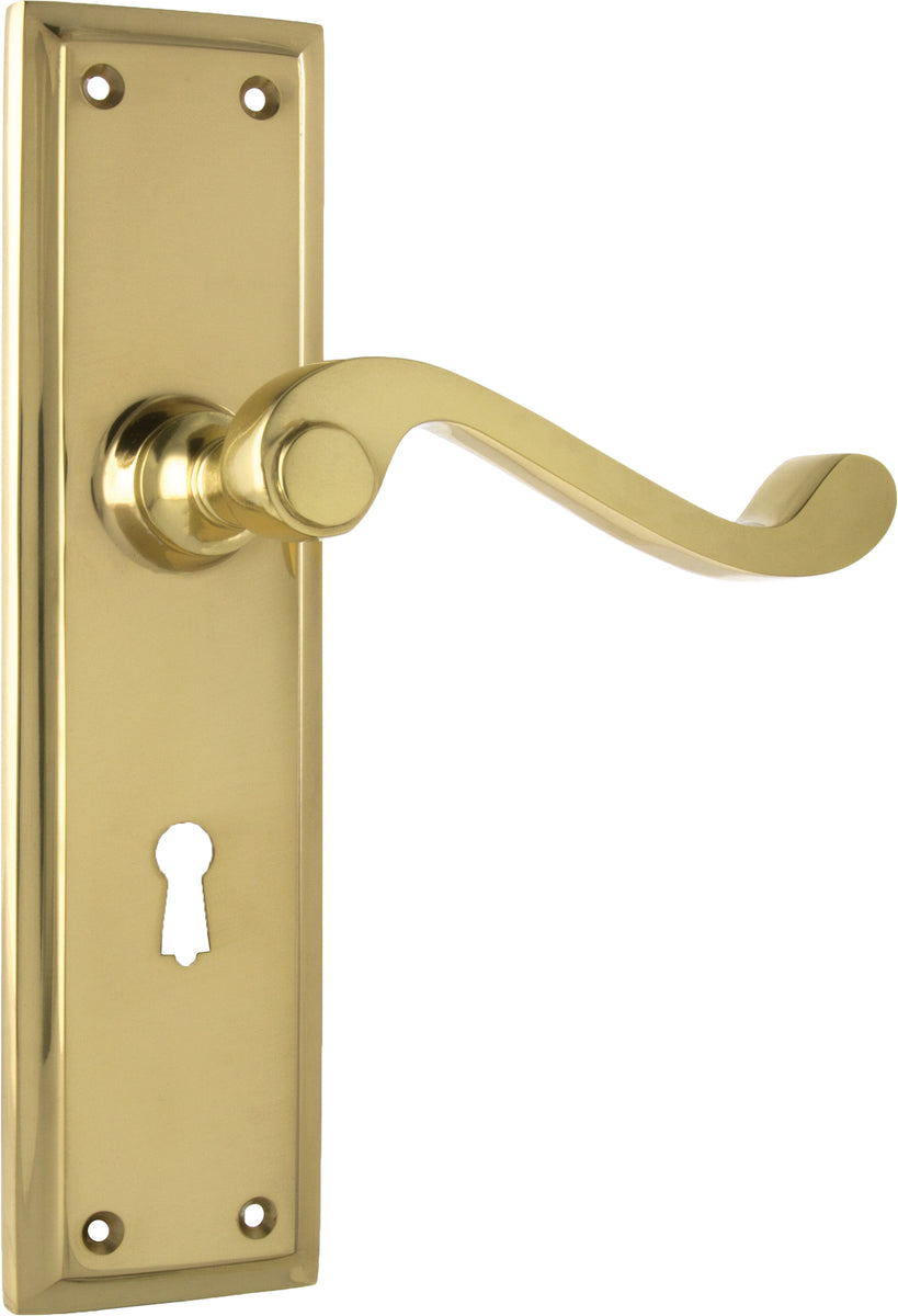 Door Lever Milton Lock Pair Polished Brass H200xW50xP68mm – Hardware ...