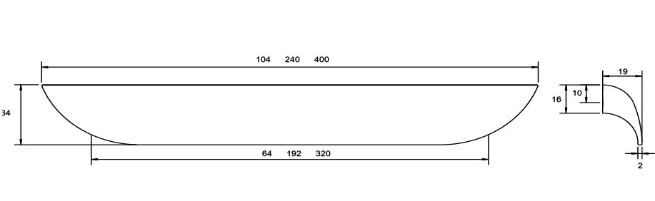 Kethy Archive Slant Handle Curved 320mm C to C Available In 4 Colours ...