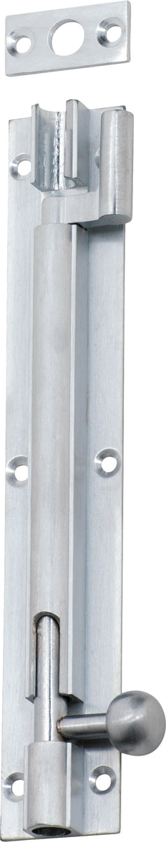Barrel Bolt Offset Satin Chrome L150xW25mm – Hardware & Panel Supplies