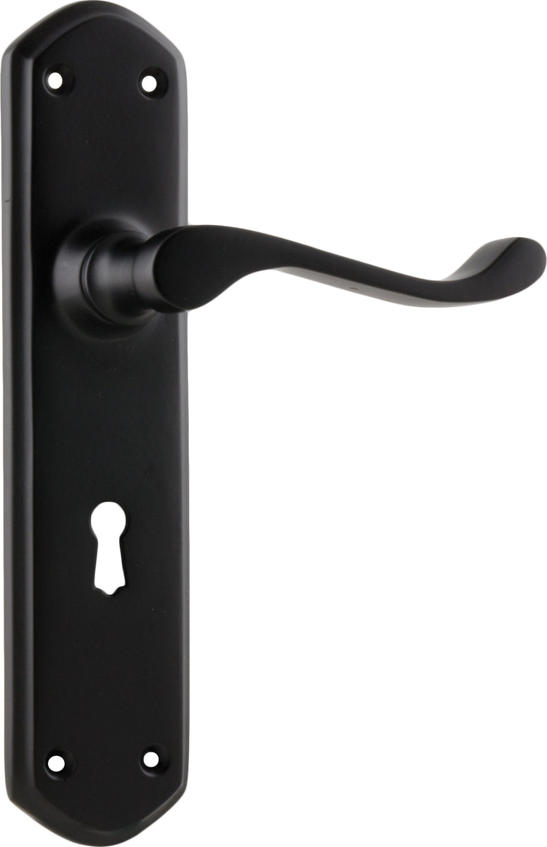 Door Lever Windsor Lock Pair Matt Black H200xP60xW45mm – Hardware ...