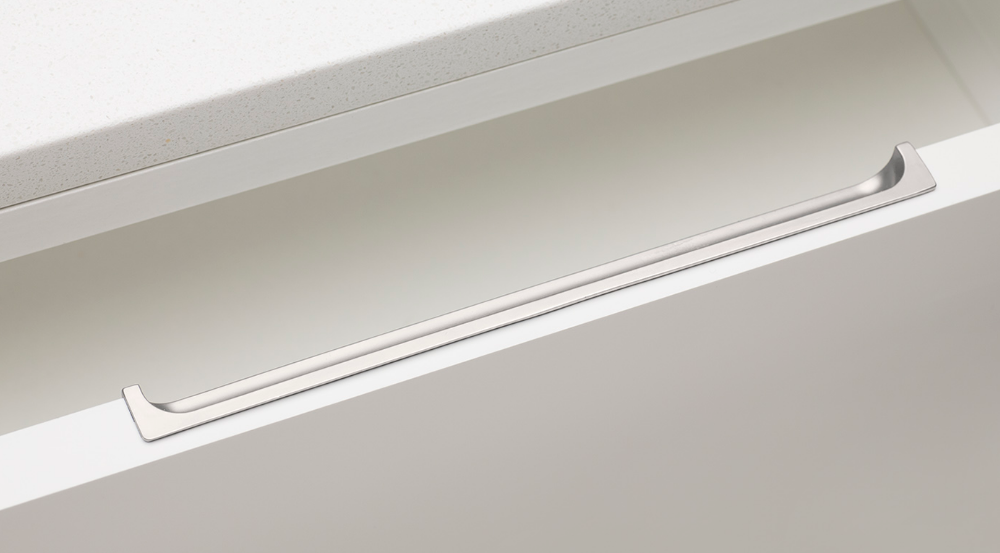 Kethy Recessed Back Edge Pull 200mm O/A 3 Dowel Black & Matt Nickel ...