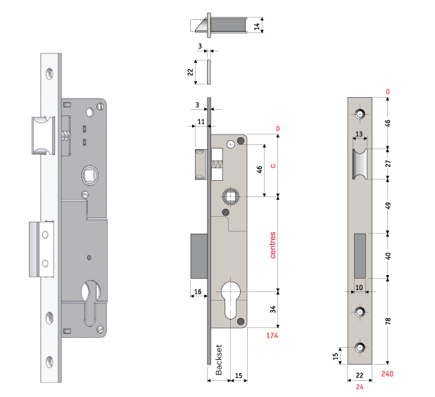 Sylvan Euro Profile Cylinder Mortice Sash Lock 30mm &35mm Satin Stainl ...