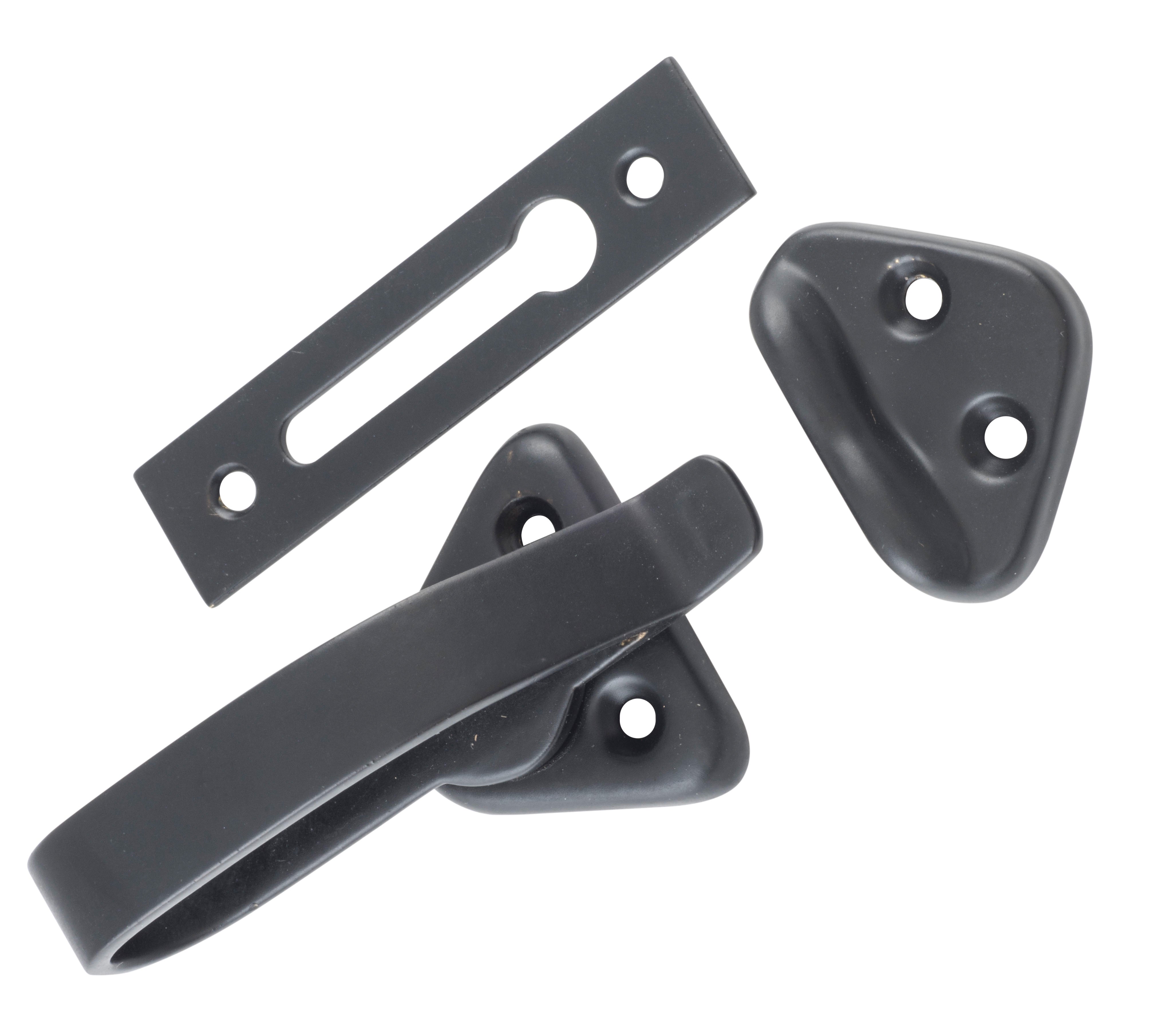 Hopper Window Fastener Matt Black L74xW39xP31mm – Hardware & Panel Supplies
